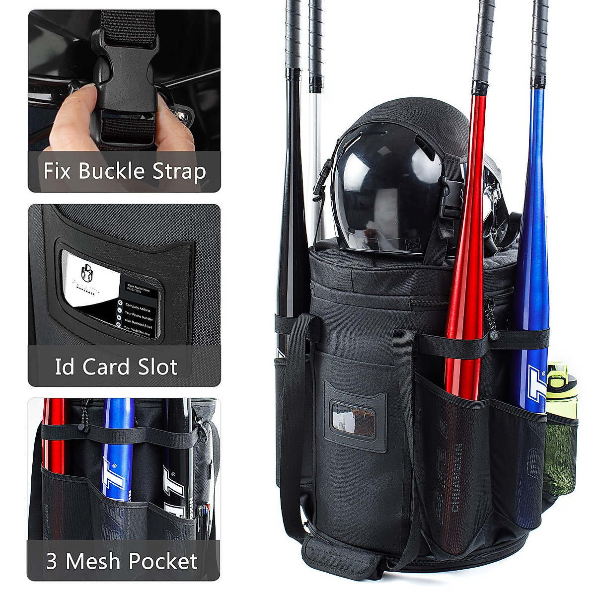 VIGERARI Baseball Bucket Bag-Baseball Coaches Bag-Expandable Softball Bucket Bag with Padded Seat-Coach Gifts-Baseball Bag for Training Equipment,Baseball Gear, Accessories-Baseball Bucket Organizer