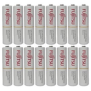 Fujitsu 16 AAA Ready-to-use 2,100 Times Rechargeable NiMH 1.2V 800mAh (Min. 750mAh) Made in Japan Batteries