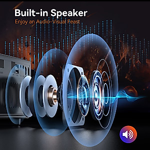 4K FHD WiFi Projector, Bluetooth Projector, 200" Portable Movie Projector, 13000 Lumens 500 ANSI Home Theater Video Projector Compatible with HDMI, USB, Laptop, iOS & Android Smartphone