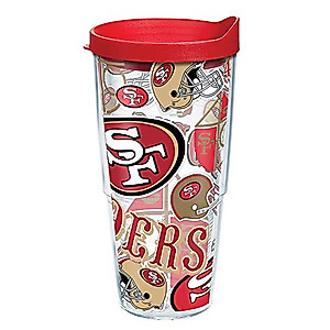 Tervis Plastic Made in USA Double Walled NFL San Francisco 49ers Insulated Tumbler Cup Keeps Drinks Cold & Hot, 24oz, All Over