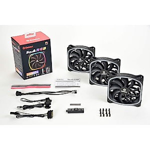Enermax Squa RGB PWM 120mm Case Fan, Addressable RGB Sync Via Motherboard/Control Box, 3 Fan Pack- Black; UCSQARGB12P-BP3