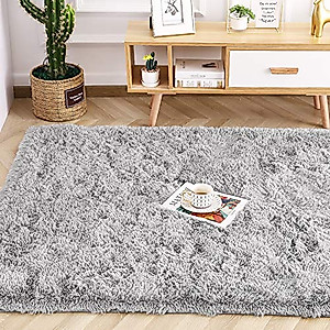 Beglad Soft Fluffy Area Rug Modern Shaggy Bedroom Rugs for Kids Room Extra Comfy Nursery Rug Floor Carpets Boys Girls Fuzzy Shag Fur Home Decor Rug, 3 ft x 5 ft, Grey