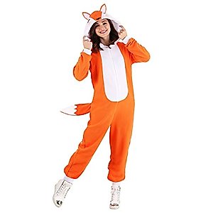 Cozy Fox Costume Adult Fox Onesie Adult Pajama Costume Medium Orange, White