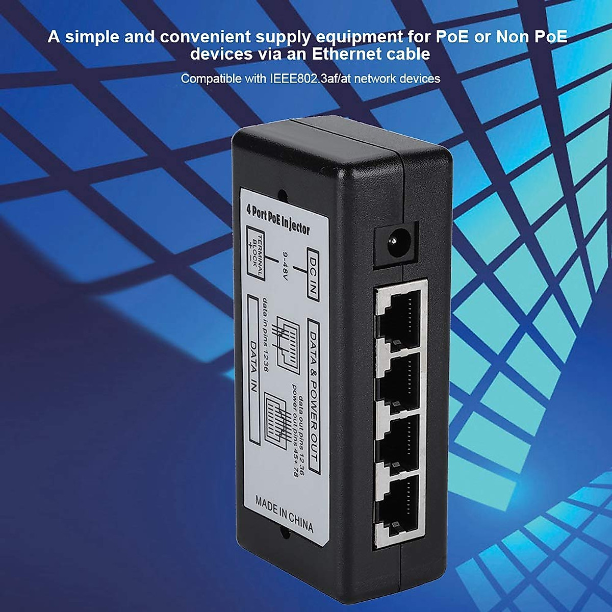 PoE Ethernet Power Supply 4 Port POE DC 12V-48V Power Adapter Injector for IP Camera 802.3af/802.3at Device