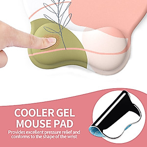 eulps Mouse Pad with Wrist Rest, Comfortable Computer Mousepad with Gel Wrist Support Smooth Surface and Non-Slip PU Base for Pain Relief, Laptop, Office & Home (Rose)