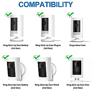 2Pack Adjustable Security Wall Mount Bracket for Ring Stick Up Cam & Ring Indoor Cam, Perfect View Angle for Ring Surveillance Camera System - White