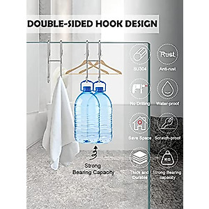 VIEDZMY 7 Inch Shower Door Hooks, 304 Stainless Steel Hanging Double Towel Hooks Shower Towel Holder Clothes Coat Robe Hooks for Bathroom Frameless Glass