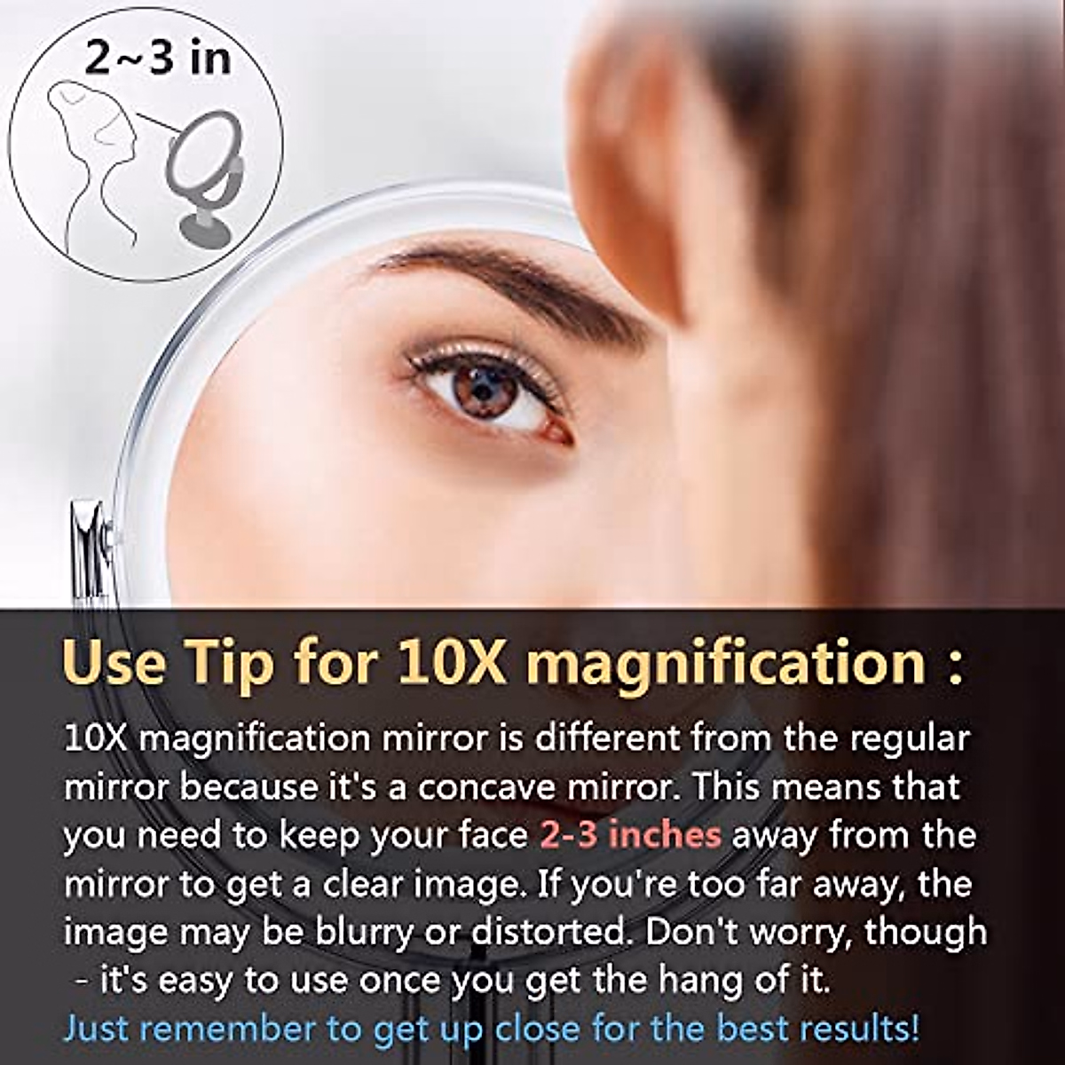 Gotofine Double Sided Magnifying Makeup Mirror, 1X & 10X Magnification with 360 Degree Rotation- Clear & Transparent