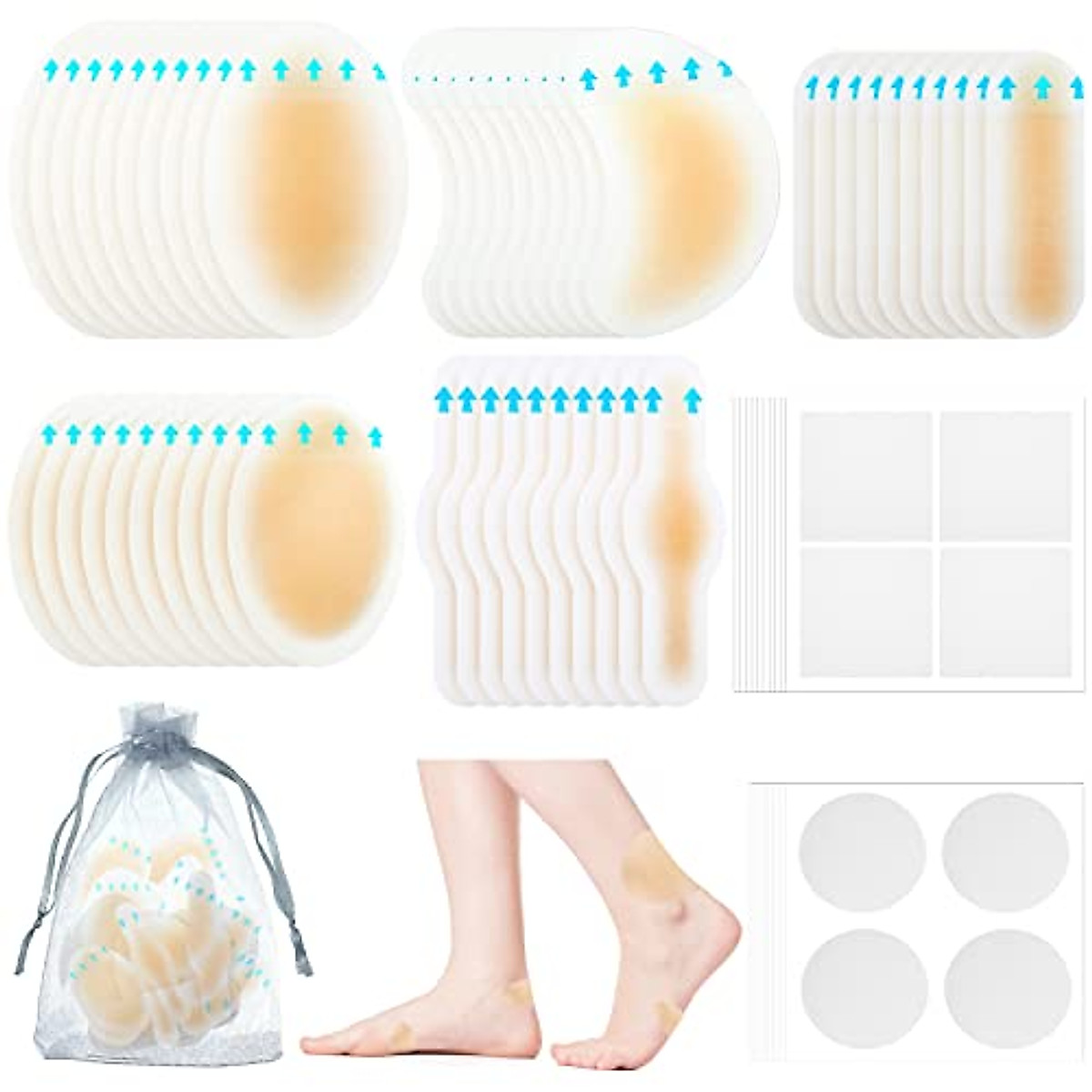 Mepase 120 Pcs Blister Bandages for Heels Toes Dancer Dots Water Resistant Gel Blister Pads Hydrogel Patches New Shoes Blister Prevention Supplies