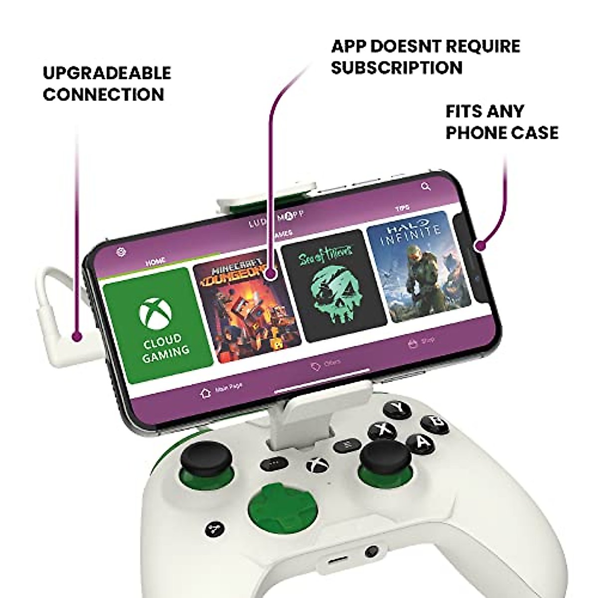RiotPWR Mobile Cloud Gaming Controller for iOS (Xbox Edition) – Mobile Console Gaming on your iPhone - Play COD Mobile, Apple Arcade + more [1 Month Xbox Game Pass Ultimate Included]