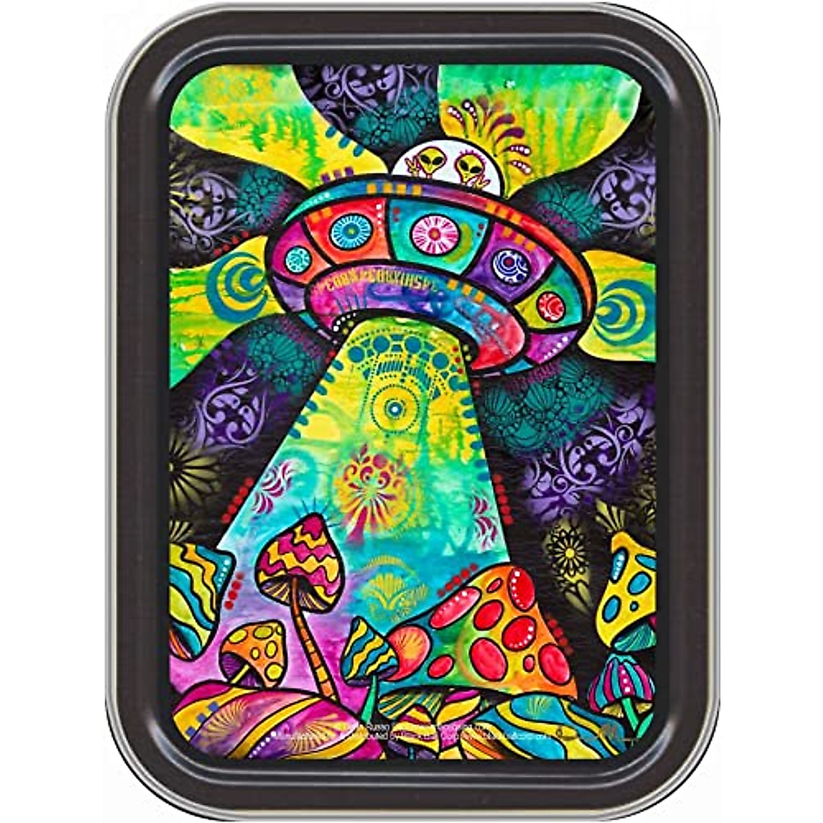 Stash Tins - Alien Space Ship by Dean Russo Storage Container 4.37" L x 3.5" W x 1" H