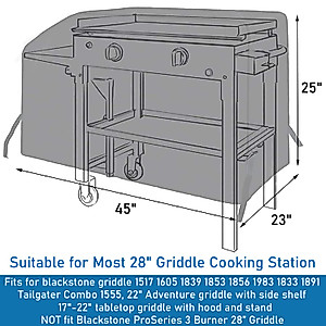 Westeco Griddle Covers for Blackstone 28 Inch Cover Waterproof 1529 28 2 Burner Cooking Station Flat Top Grill Outdoor BBQ Heavy Duty, 45 x 23 25