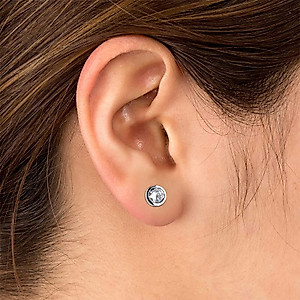 ComfyEarrings CZ Crystal Bezel Stud Earrings, Stainless Steel