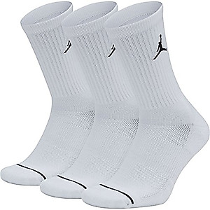 JORDAN JORDAN JUMPMAN CREW 3PPK SOCKS WHITE WHITE BLACK SIZE L
