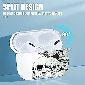 POKABOO AirPods Pro Case, Clear Soft TPU Protective Cover Case for AirPods 3 (Front LED Visible) Wireless Charging AirPods Pro Case with Keychain (Skull)