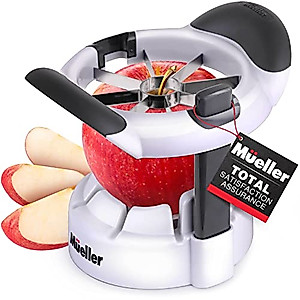 Mueller SpeedSlice Apple and Pear Slicer Corer, Heavy Duty, Attached Safety Cover Protects Fingers while In-Use and Blades while in Storage