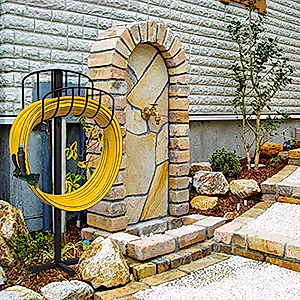 Garden Hose Holder,Metal Water Hose Holder Stand Heavy Duty Hose Holder for Yard,Black