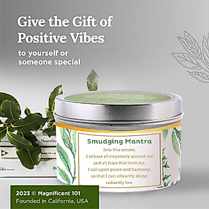 Manifestation Candle Long Lasting Pure White Sage Scented Candle | 6 Oz - 35 Hour Burn | All Natural Soy Wax Smudge Candle for House Energy Cleansing, Positive Vibes & Manifestation