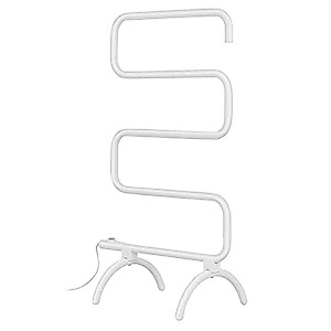 MAT EXPERT Wall-Mounted Towel Warmer, 120W Freestanding Heated Towel Rail, 5 Iron Bar Plug-in Heated Towel Drying Rack, Towel Dryer for Spa/Massage, Ideal for Bathroom/Kitchen