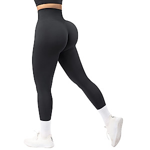 MOOSLOVER Seamless Butt Lifting Workout Leggings for Women High Waist Yoga Pants Compression Contour Tights(L,Navy Blue)