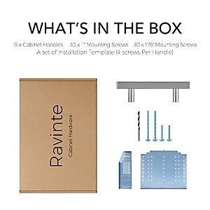 Ravinte 10 Pack 3 Inch Cabinet Pulls Brushed Nickel Sqaure Kitchen Cabinet Handles Silver Cabinet Hardware Stainless Steel Drawer Pulls 5 Inch Overall Length with Mounting Template