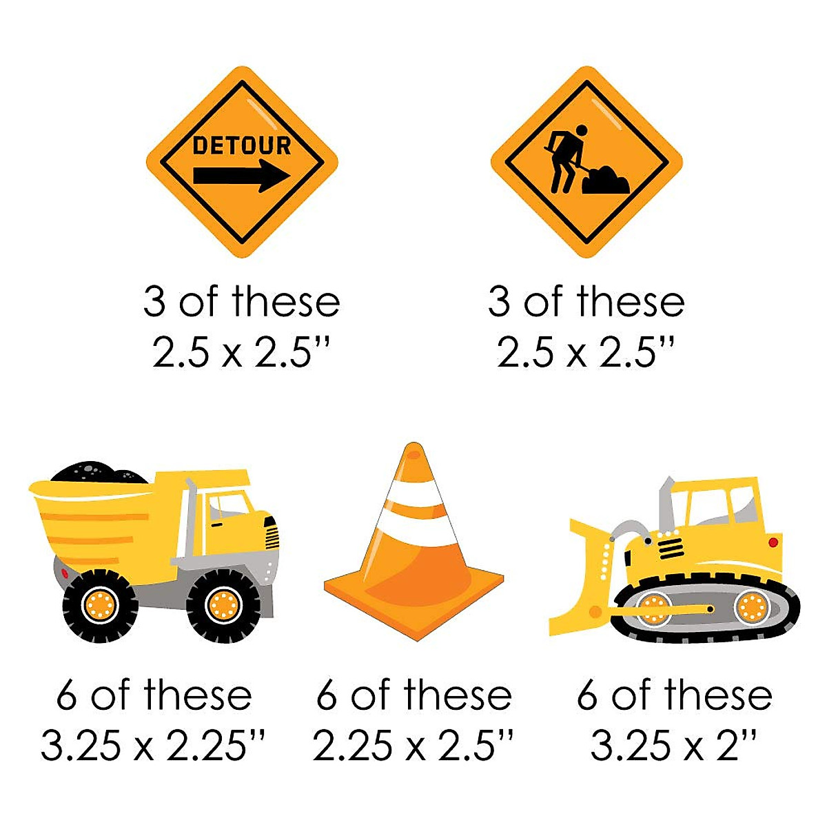 Big Dot of Happiness Dig It - Construction Party Zone - Paper Straw Decor - Baby Shower or Birthday Party Striped Decorative Straws - Set of 24