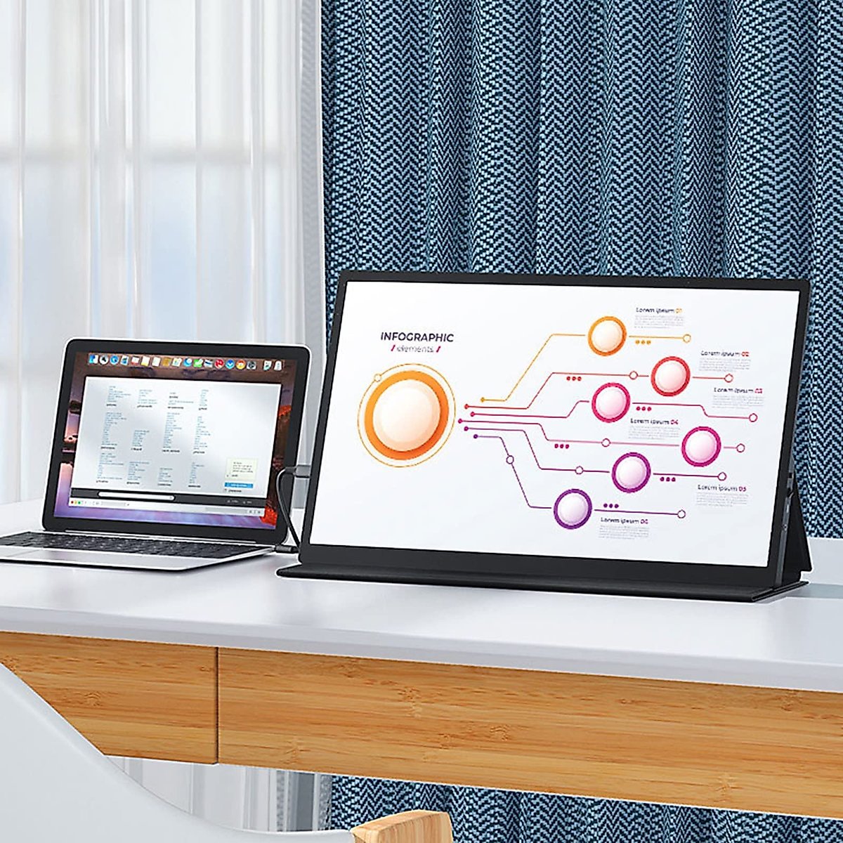 Portable Multifunctional Display IPS Screen 1080P HD Monitor 178 ° Wide Viewing Angle, Cell Phone/Computer External Expansion Screen