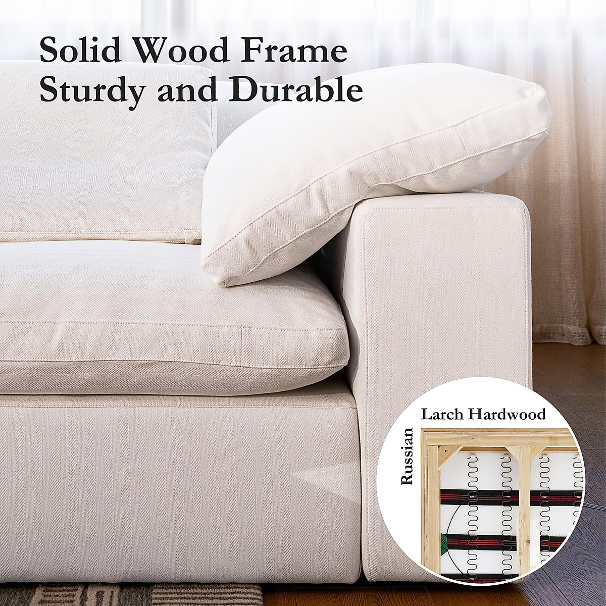 Modular Sectional Sofa Cloud Couch for Living Room, Comfy Cloud Puff Modern Sofa Set, White Oversized Couch Cushion Covers Removable, High-Density Memory Foam