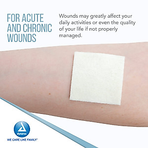 Dynarex DynaGinate Calcium Alginate Wound Dressing - Sterile, Non-Stick Topical Wound Pads - Absorbent Gel Patches for Moderate to High Exuding Cuts - for Medical & Home Use - 2"x 2", Box of 10