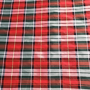 Generic Taffeta Holiday Plaid - Hunter Green, Red, White, Gold - Christmas Metallic Tartan Fabric 58"" by The Yard, TAFFHGP01