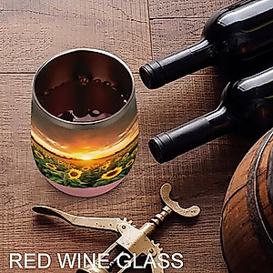 WYUSPGK 304 Stainless Steel Insulated Cup, Sunflower Field Sunset Print Smooth Rim, Durable & Reusable - Perfect for Office, Home, And Travel