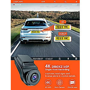 Vantrue S1 4K Dual Dash Cam, Front and Rear 1080P GPS Dash Camera for Trucks with 24 Hours Parking Mode, Enhanced Night Vision, Motion Detection, Super Capacitor, Single Front 60fps, Support 256GB Max