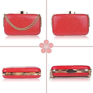 Evening Bag - Small Clutch Purses for Women Wedding - Women's Evening Handbags Formal Crossbody Evening Clutch (Red)