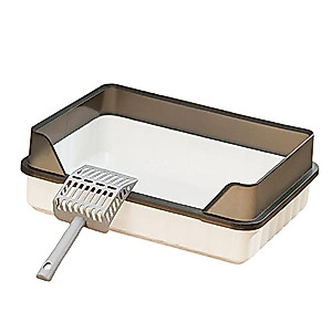 Baoblaze Pet Litter Tray Potty Toilet Litter Pan Detachable Frame Container Splashproof Cats Litter Box for Small Medium Cats, Rabbit, Bunny, Kitten, Gray Black