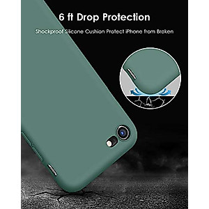 DTTO for iPhone SE Case 2020/2022, iPhone 7 8 Silicone Phone Case, [Romance Series] Shockproof Phone Case with Honeycomb Grid Cushion for Apple iPhone 7/8/SE 2020/2022, 4.7 inch, Midnight Green