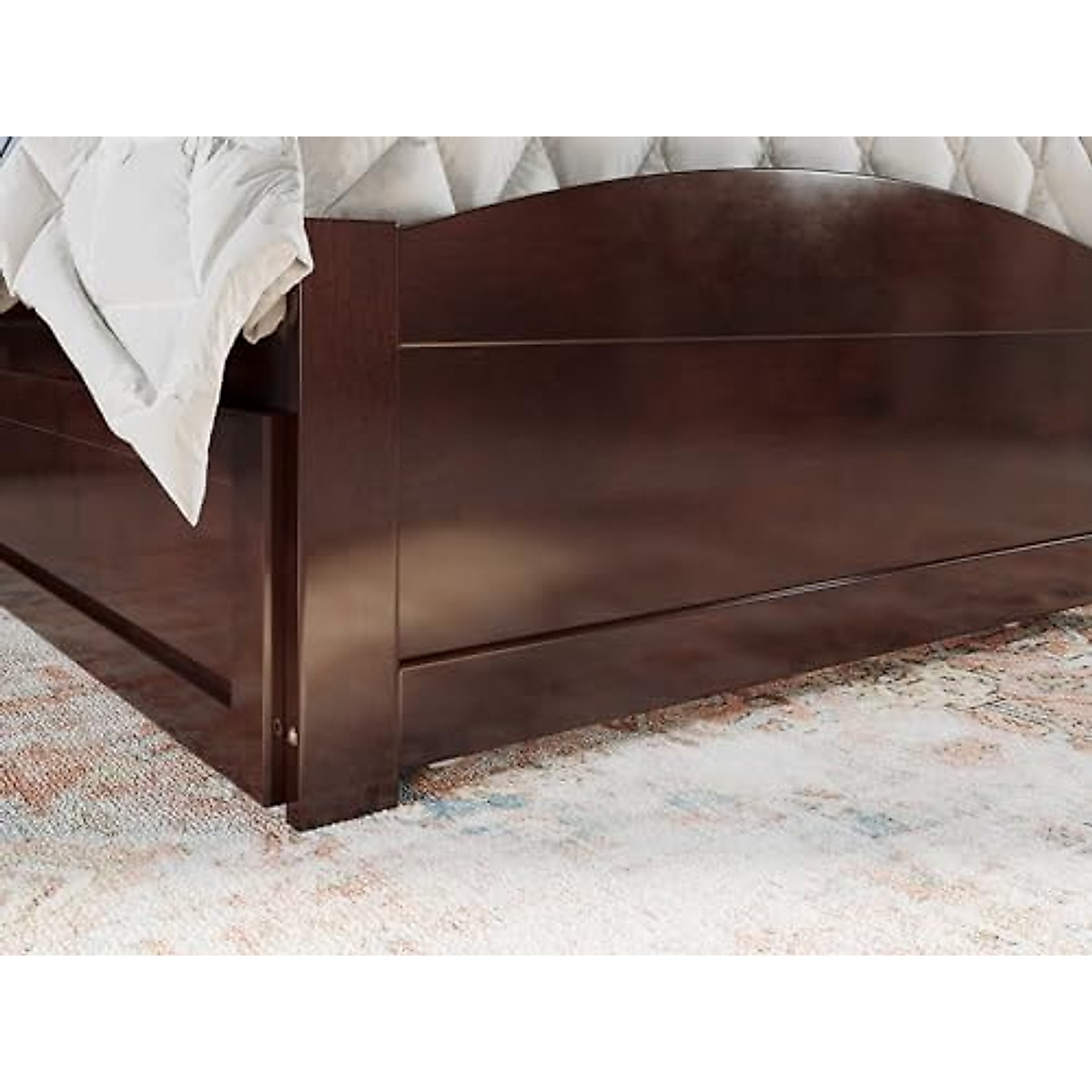 AFI Warren Twin XL Size Platform Bed with Footboard, Storage, & Charging Station in Walnut