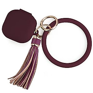 OLEBAND Galaxy Buds 2 Pro/Buds Live/Buds Pro Case Cover with Fashion Tassels and Wrist Ring,Slicone Protectiver Cover for Women and Girls,Burgundy