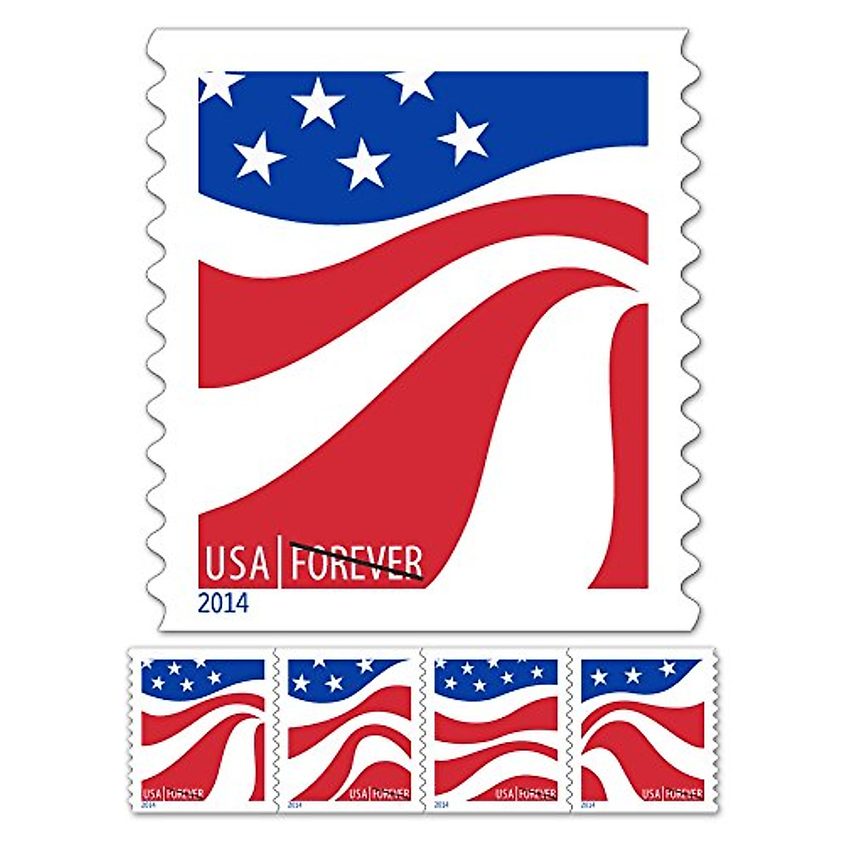 USPS Red White and Blue Forever Stamps - 100 Stamps