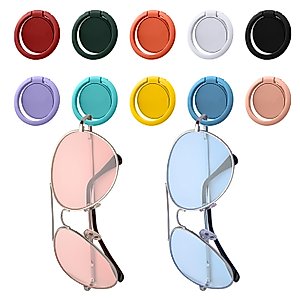 KIBBEH 10 Pack Wall Mounted Sunglasses Holder, Hanging Sunglasses Organizer Eyeglass Holder for Sunglasses Display, Sunglass Holder for Wall, Sunglasses Storage Organizer (10 Colors)