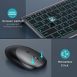 Keyboard and Mouse for iPad, iPhone, Wireless Bluetooth Backlit Keyboard and Mice for iPad 10.2 2019, 2020, iPad Air 4, iPad Pro 11, 12.9 in, iPhone 8, iPhone 11, ect, Space Gray
