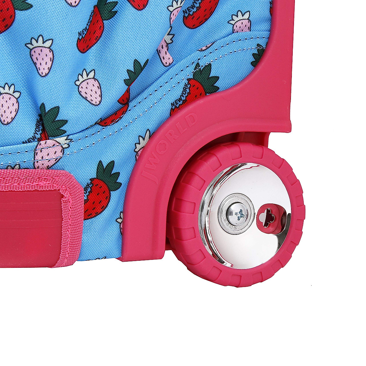 J World New York Kids' Duo Rolling Backpack with Lunch Box Set, Strawberry, One Size