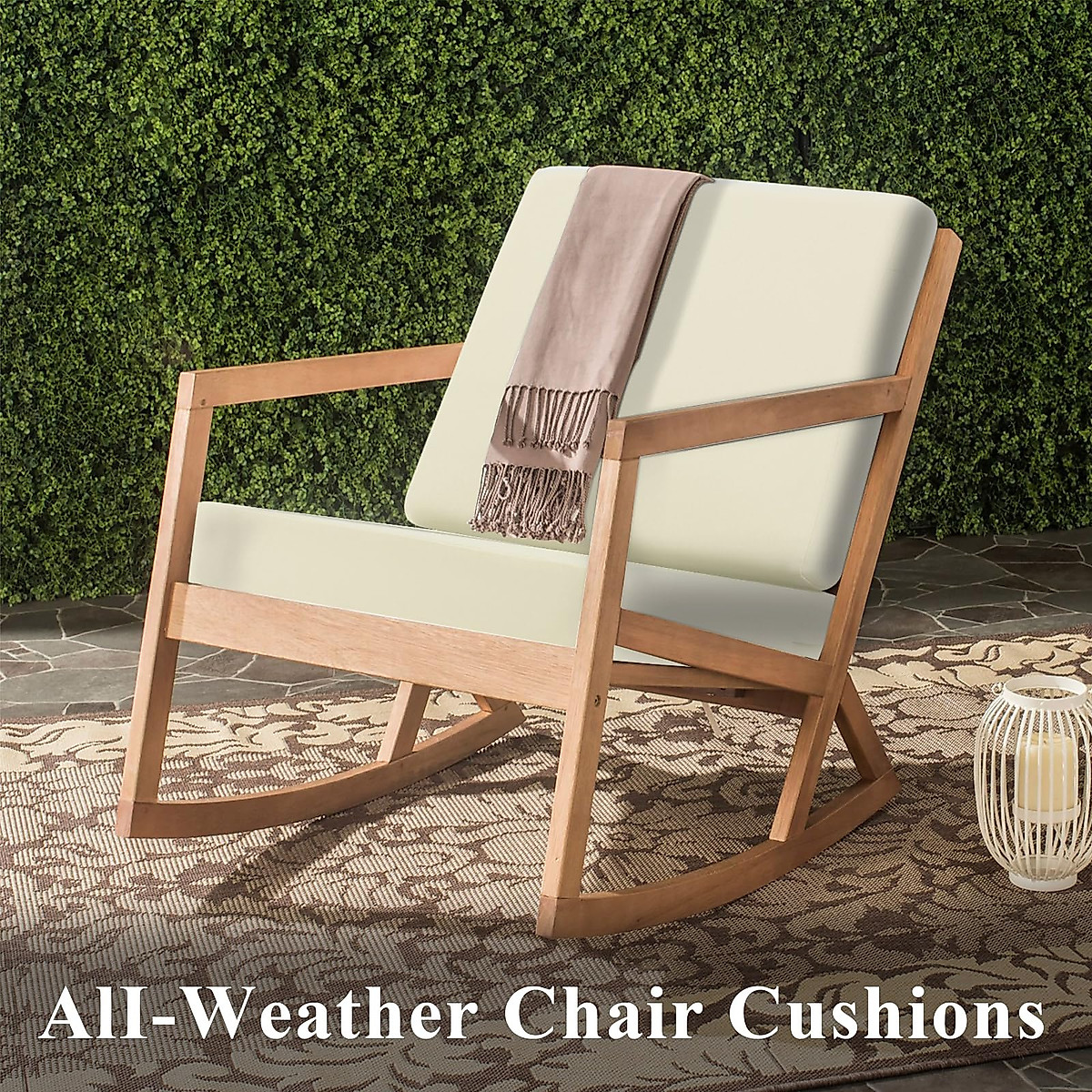 Topotdor Outdoor Deep Seat Cushion Set,Waterproof Outdoor Chair Cushions and Back Cushion for Patio Furniture with Fade Resistant Removable Cover with Adjustable Straps,24"x24"x4" Beige