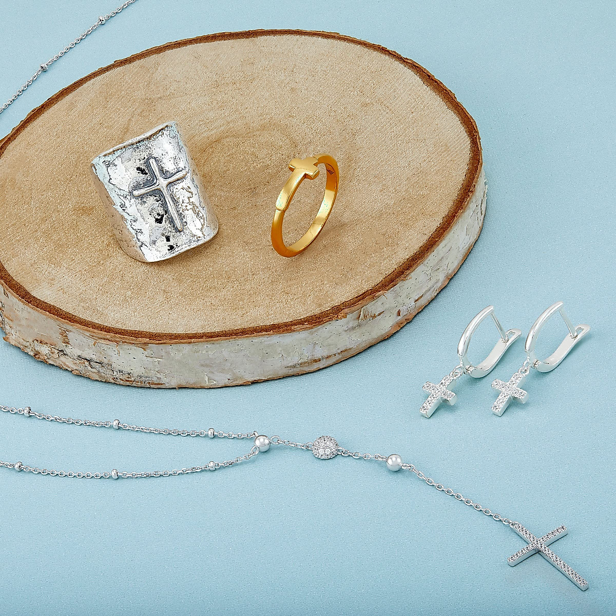 Silpada 'Simplex Cross' Horizontal Cross Textured Ring in Gold-Plated Sterling Silver, Size 11, Size 11