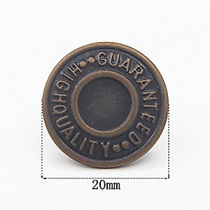 20mm Replacement Jean Buttons 12 Sets Combo Copper Tack Buttons