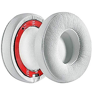 Cushion Pads for Beats Headphones, Replacement Memory Foam Soft Leather Covers Compatible for Solo 2 & 3 Wireless On-Ear Headphones (White)
