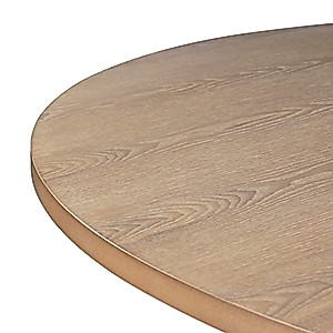 Finch Alfred Round Solid Wood Rustic Dining Table for Farmhouse Kitchen Room Decor, Wooden Trestle Pedestal Base, 46.5" Wide Circular Tabletop, Distressed Beige