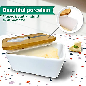 Xabono Butter Dish with Lid and Knife, Perfect Kitchen Decor, Ideal Kitchen Gifts for Families Butter Container with Knife, Fridge, Microwave and Dishwasher Resistant