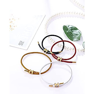 AIMADE Bracelets for Women Girls Adjustable Charm Bracelet, 18k Gold-plated Buckle Design Titanium Steel Wire Rope Women's Gift Jewelry (white)