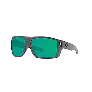 Costa Del Mar Men's Diego Polarized Rectangular Sunglasses, Matte Grey/Green Mirrored Polarized-580G, 62 mm
