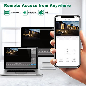 3MP Home Security Camera System Wireless Outdoor, 8 CH WiFi Surveillance NVR Kits with 2X IP Cameras & 2X PTZ Cameras, 1TB HDD, 2-Way Audio, Color Night Vision, Motion Alert, Remote Access